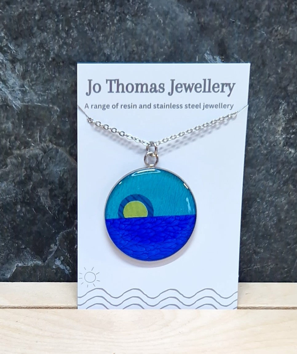 Moon Rising Resin Pendant Lime moon – Jo Thomas Jewellery